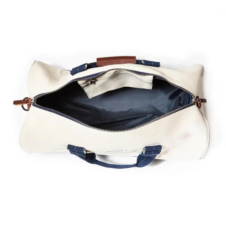 Womens/Mens Cream MASTLINE canvas Barrell overnight bag - SAMPLE SALES ...