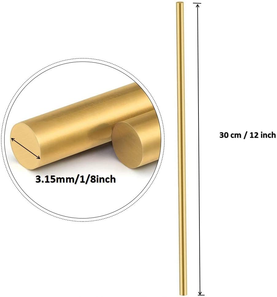8 Pcs 12 Inch 1/8 Brass Rod Brass Round Stock Lathe Bar Stock Kit Brass ...