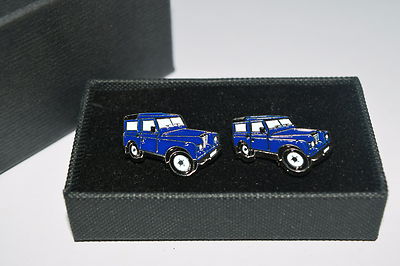 Blue 4 x 4 Cufflinks Novelty Gift Boxed Enamel Wedding Land Rover shape ...