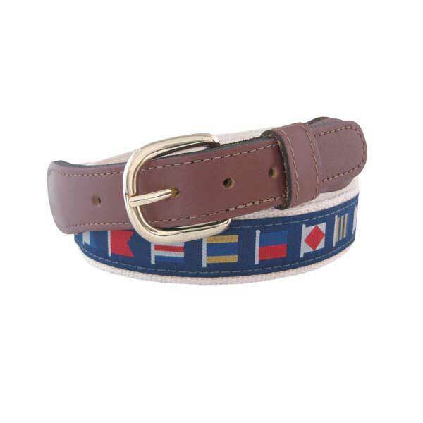 ZEP PRO Nautical Code Flag Belt on Khaki Navy Natural Webbing Premium ...