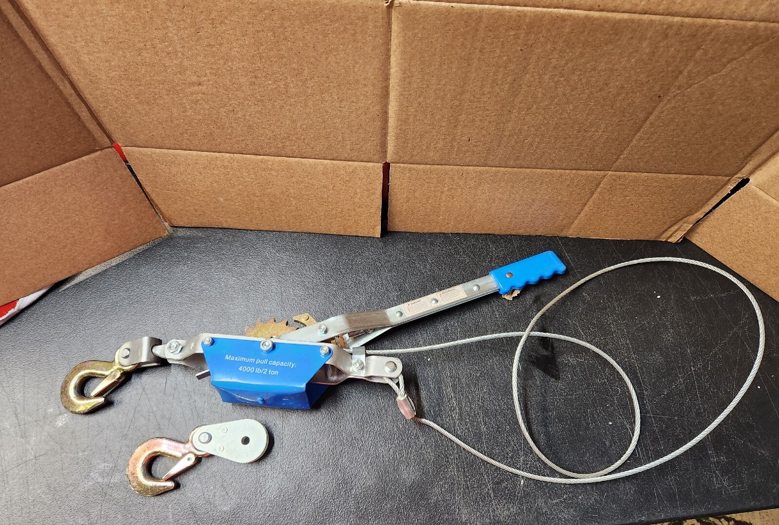 2 Ton 4000LBS Power Puller Hand Winch Steel Cable Come Along Tighter w ...