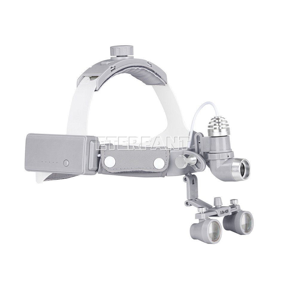 3.5X-R Dental Surgical Headband Binocular Loupes &LED Head Light 10W ...