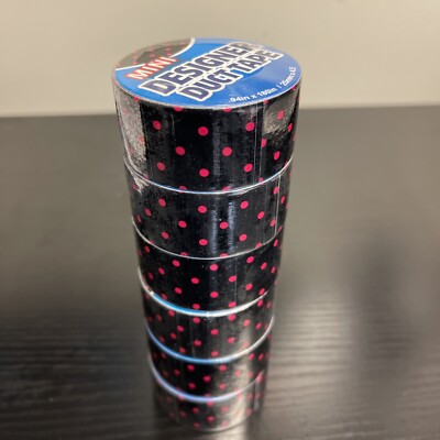 Mini Duct Tape Black With Pink Polka Dot Crafting .94” x 180" (6 Pack ...