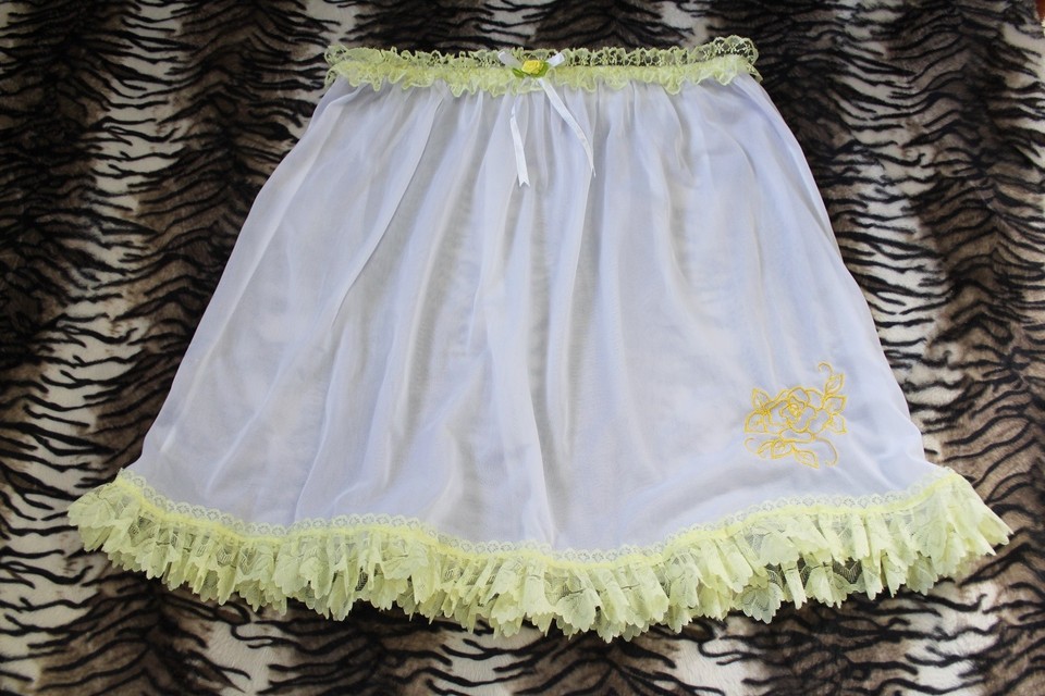 #B45 2XL/ElasticW.24-42" Vintage Style Yellow Nylon Full Brief + White ...