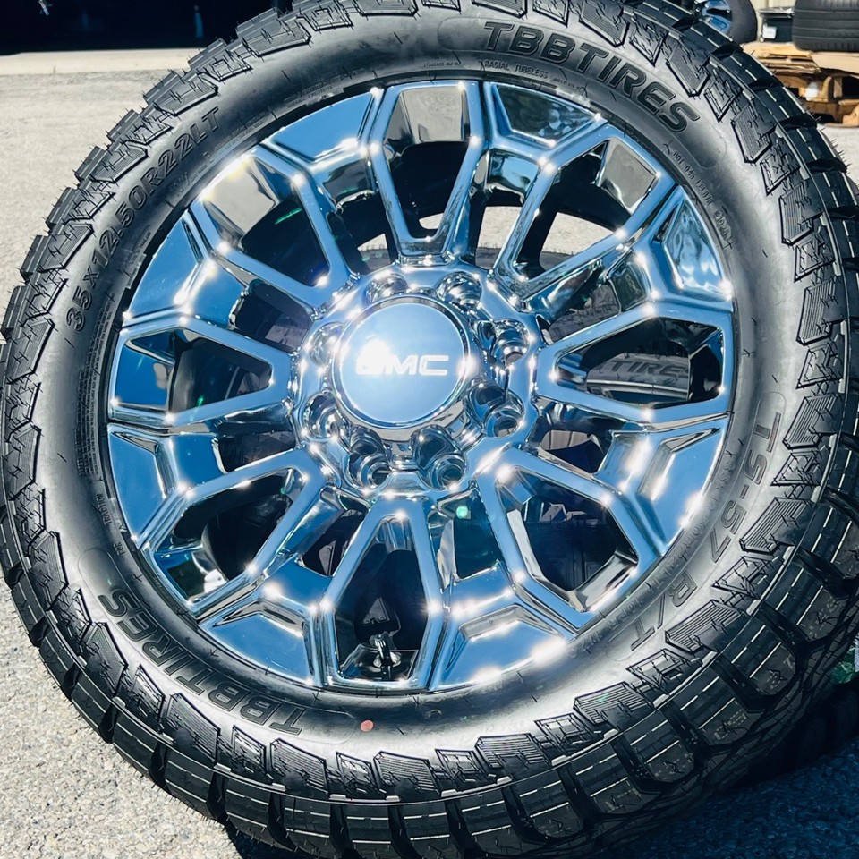 22 Inch Chrome Factory Replica Wheels Tires GMC Sierra 2500HD 3500HD ...