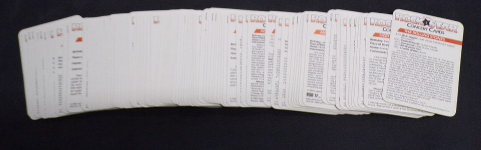 ROCK STAR CONCERT CARDS 1985 AGI TRADING CARDS 90% COMPLETE SET 98 CARD ...