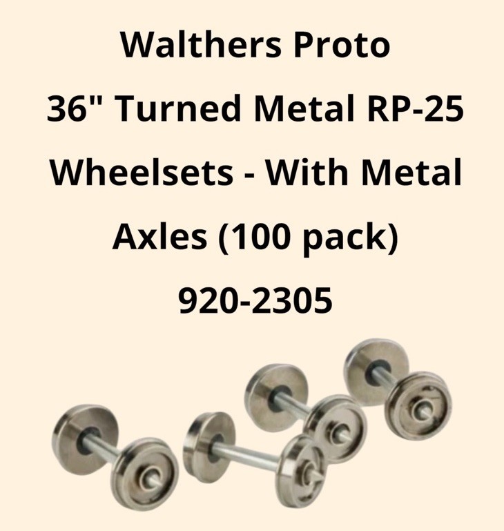 Walthers Proto 36" Turned Metal Wheelsets With Metal Axles (100-Pack ...