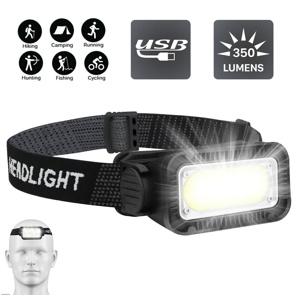 LED Headlamp Rechargeable Headlight Torch Work Light Bar Head Band Lamp ...