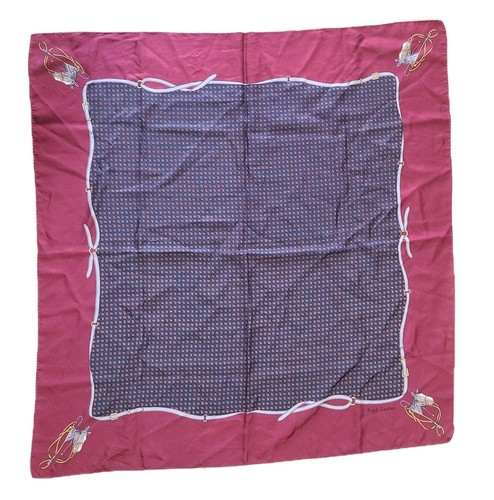 Vintage Ralph Lauren Silk Scarf Red Navy Equestrian Horse Racing Riding ...