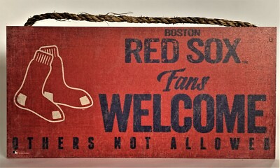Boston Red Sox Fans Welcome Wooden Hanging Sign Baseball MLB Vintage ...