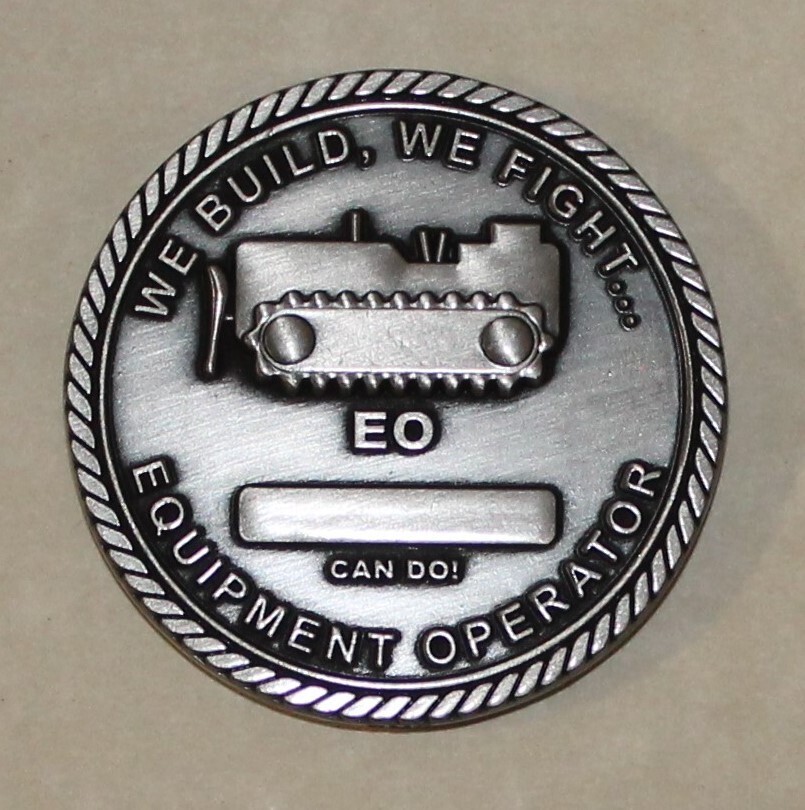 US Navy Seabee CB Equipment Operator EO Antique Silver Tone Navy ...
