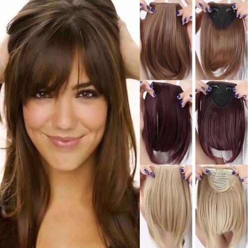 US Stock Side Bangs Clip on Neat Bang Fringes Clip in Hair Extensions ...