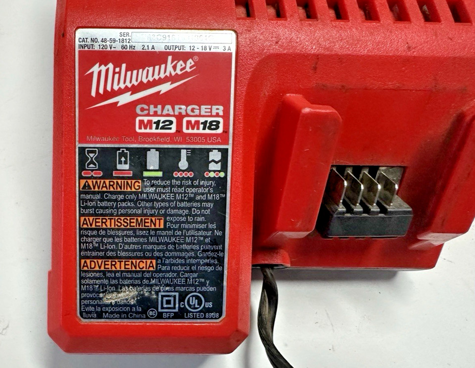 Genuine Milwaukee 48-59-1812 M12 M18 / Rapid Battery Charger /Used ...