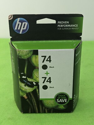 NEW HP 74+74 Black Twin Pack-J5730 J5740 C4210 C4410 D5360 D5315 C5280 ...