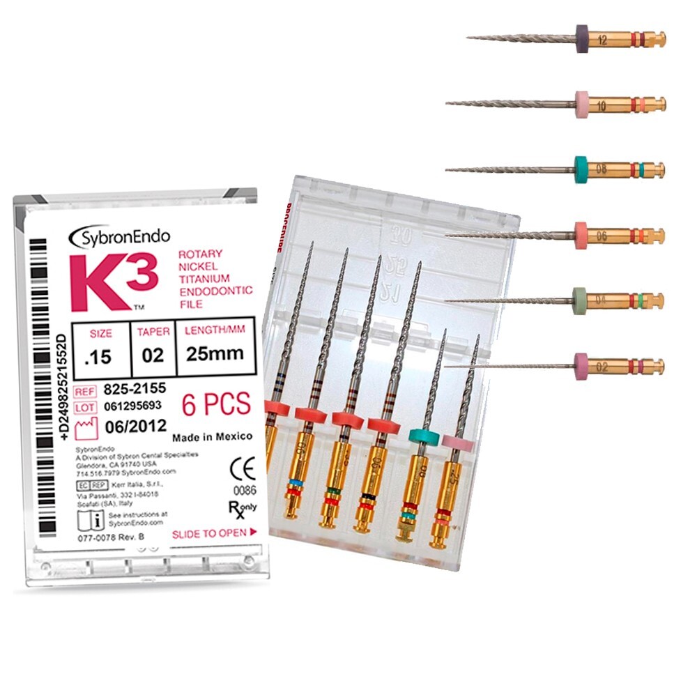 Kerr SybronEndo Endodontic Rotary Nickel Titanium Files K3 K3XF 6/pk 30 ...