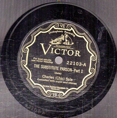371p. Charles (Chic) Sale - The Substitute Parson, parts 1 & 2 - Victor ...