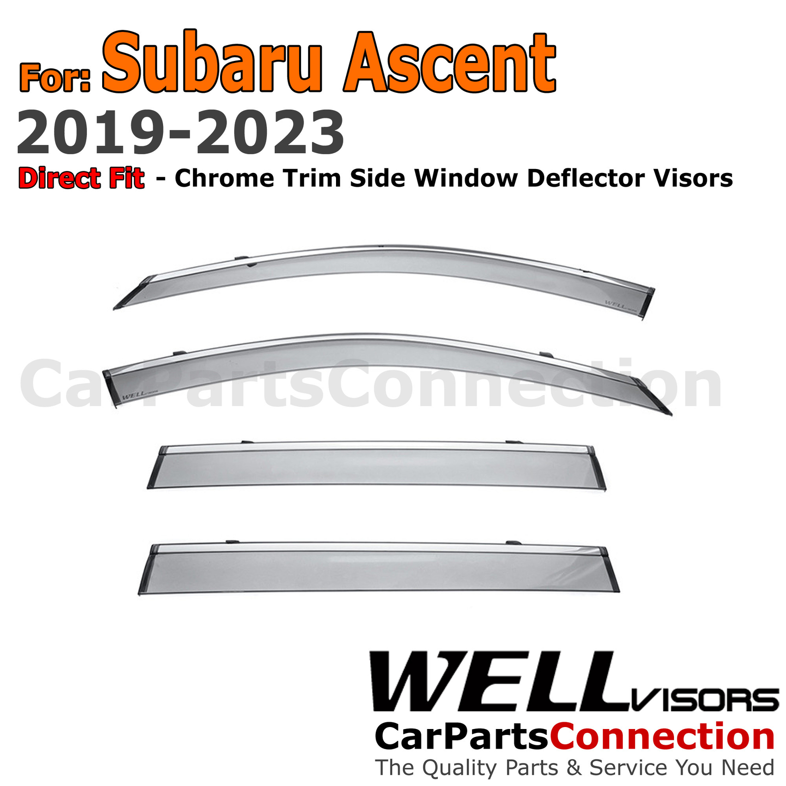 WELLvisors For Subaru Ascent 19-24 Window Visor Chrome Trim Rain Guard ...
