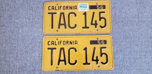 Matched Pair 1956-62 California License Plates Original DMV CLEARED | eBay