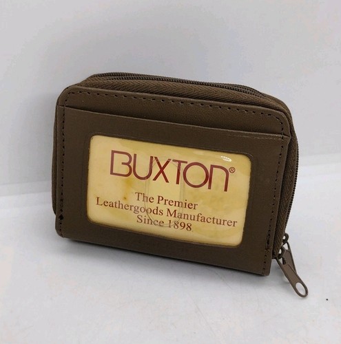 NEW Buxton Brown Double Zip Around Wallet Leather Card Organizer RFID ...
