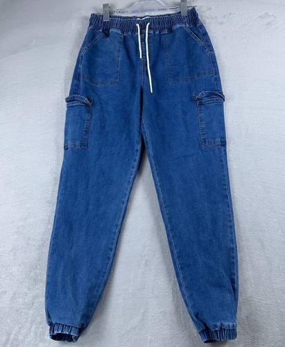 Wax Jean Denim Jogger Pants Womens Size Large Drawstring Waist High ...