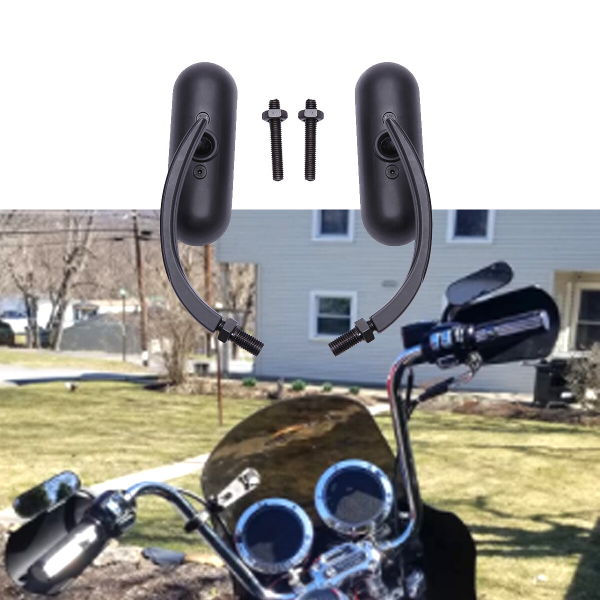 Motorcycle Black Mini Oval Mirrors For Harley Sportster Dyna Road Glide