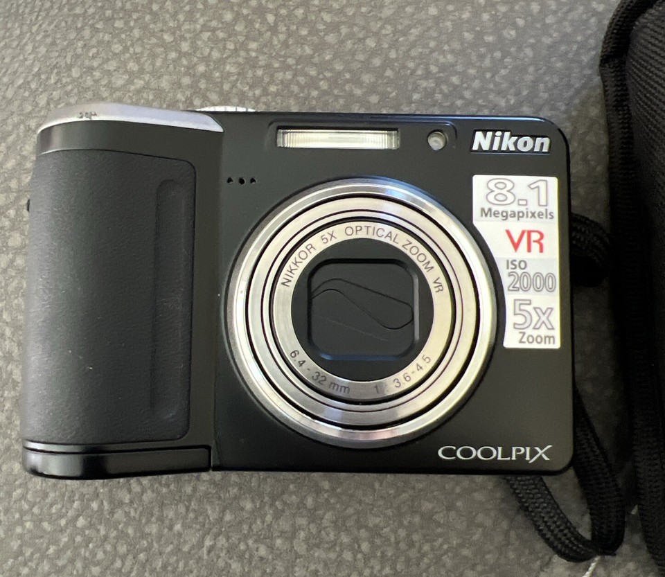 Working Nikon COOLPIX P60 8.1MP Digital Camera Black 2GB Card Screen ...