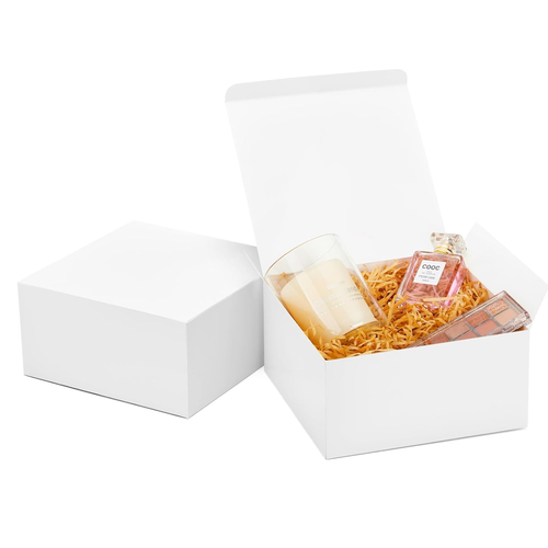 8x8x4 White Gift Boxes with Lids - 10 Pack for Weddings & Parties ...