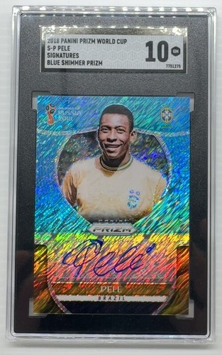 2018 Panini Prizm World Cup Pele Blue Shimmer Prizm Auto Autograph #S-P ...