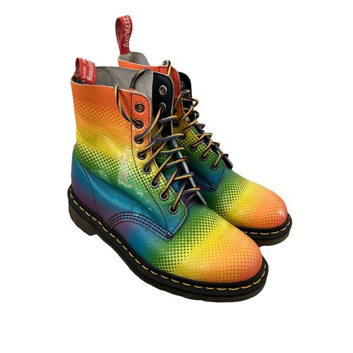 Dr. Martens Pascal Pride Rainbow Combat Leather Boots Women's 7 Men’s 6 ...