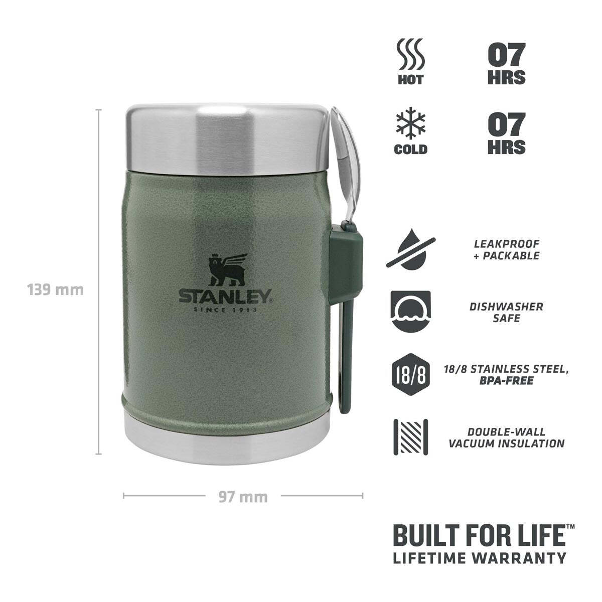 Stanley Legendary Food Jar & Spork 0.4L Hammerstone Green | eBay UK