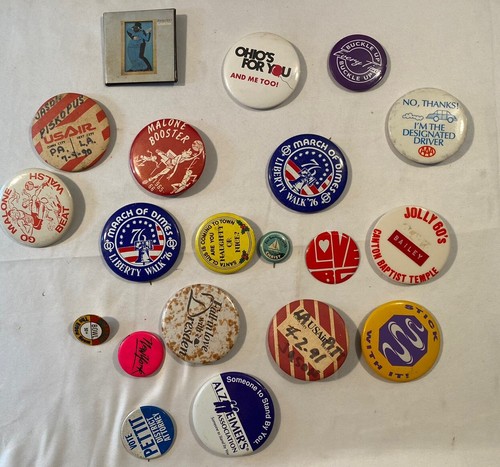 Vintage Lot of 20 Pinback Buttons Various Sizes | eBay