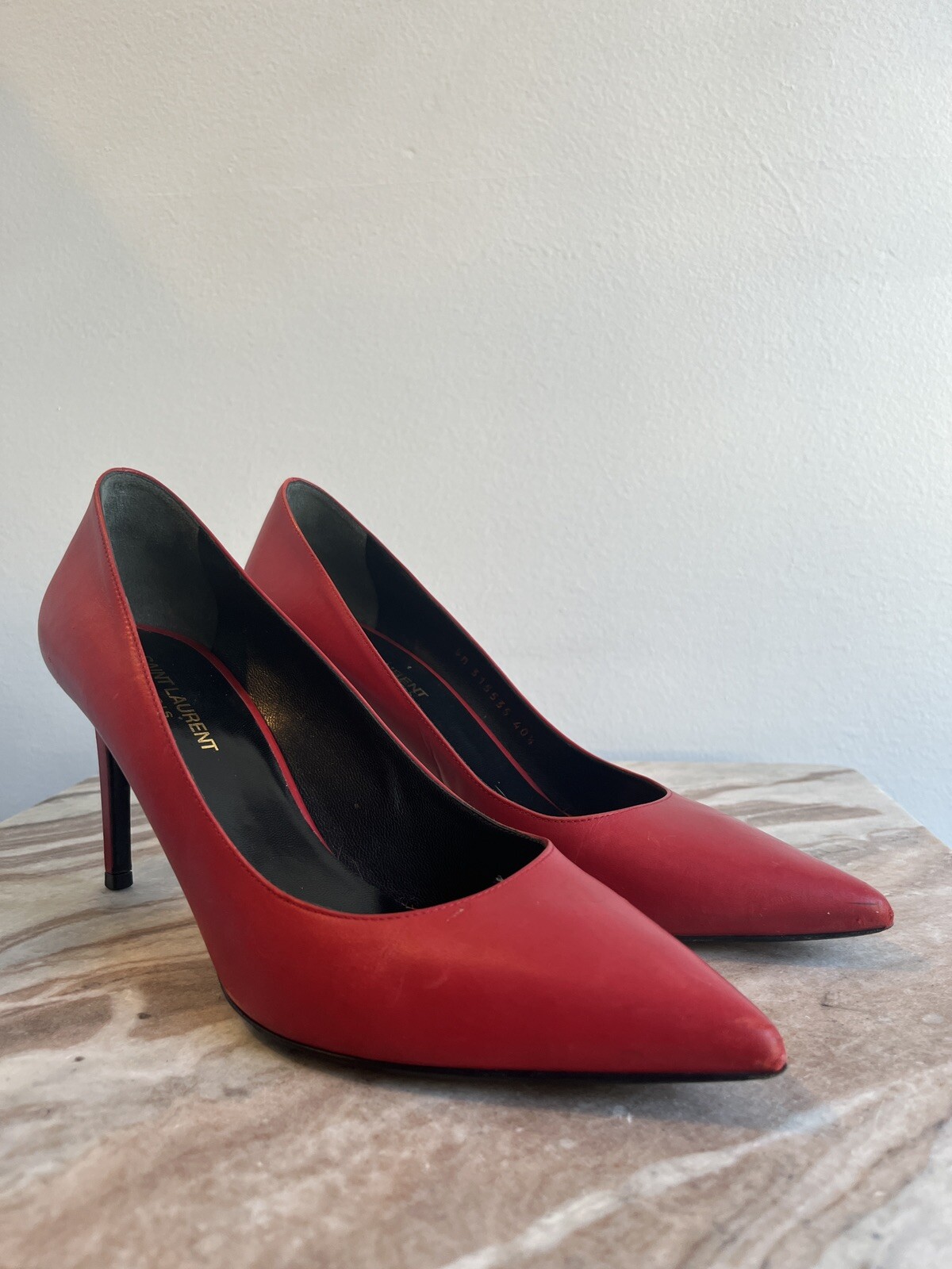 SAINT LAURENT Zoe Lipstick Red Leather 150mm Stiletto… - Gem