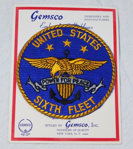 US NAVY SIXTH FLEET Patch NEW GEMSCO Embroidered Emblems ON BACKING ...