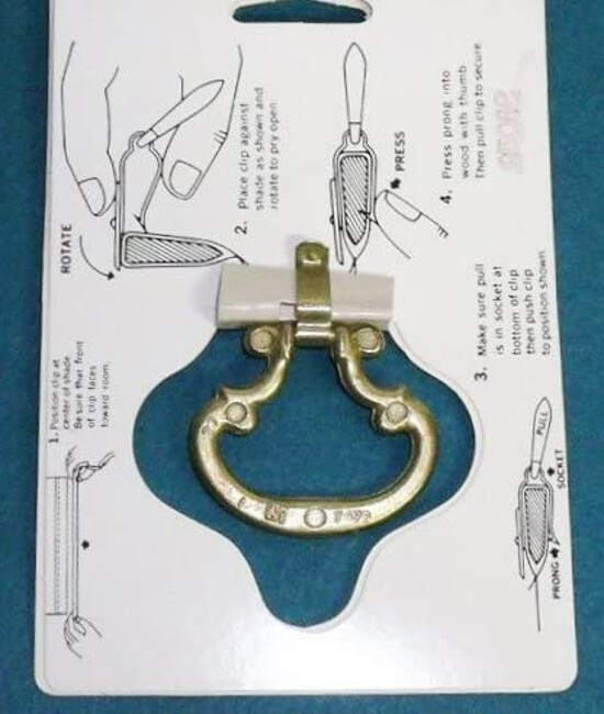 Roller Window Shade SNAP-ON Large Brass METAL RING PULL Clip on NO ...