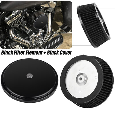 Black Air Cleaner Cover Element Kit For Harley Softail FXSTC FLSTN ...
