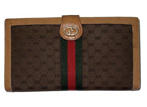 GUCCI Wallet Dark Brown Trifold Card Slots Coin Compartment 70's | eBay