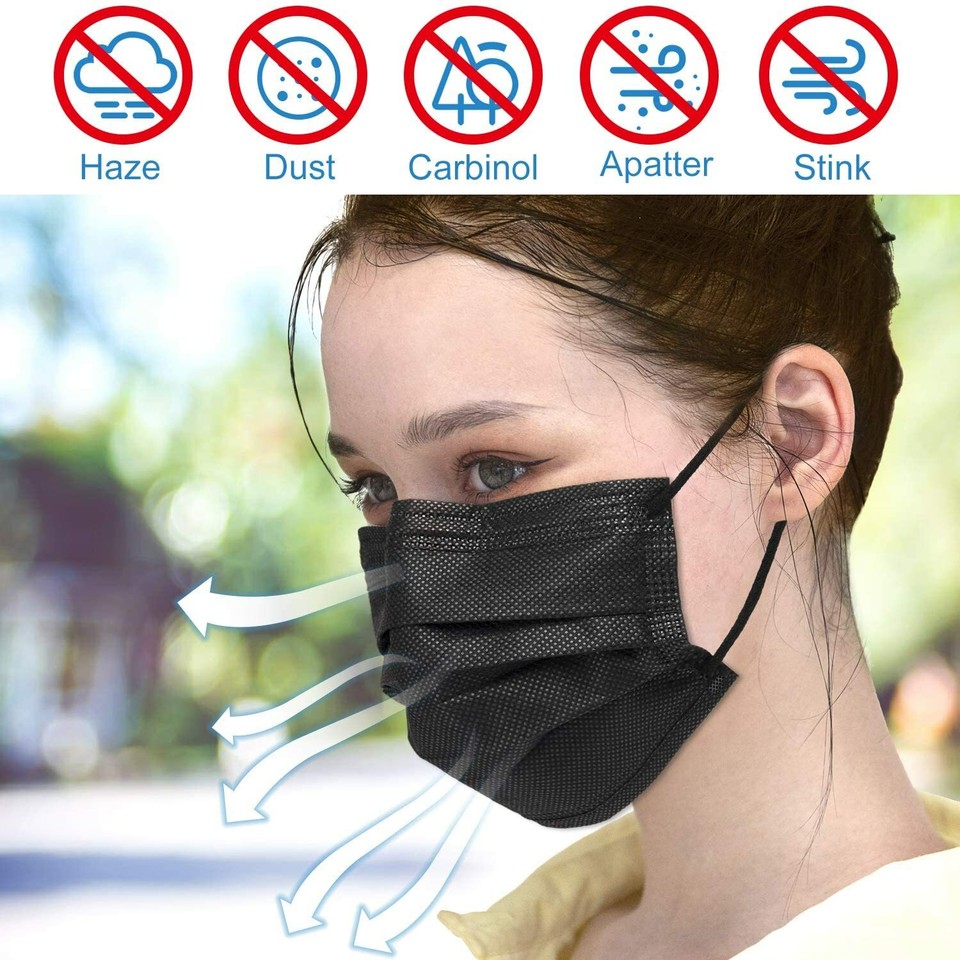 50/100 PCS Face Mask Mouth & Nose Protector Respirator Masks USA Seller ...