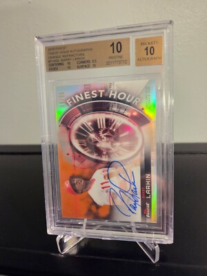 Barry Larkin auto 2018 Topps Finest Hour Orange Ref BGS 10/10 Autograph ...