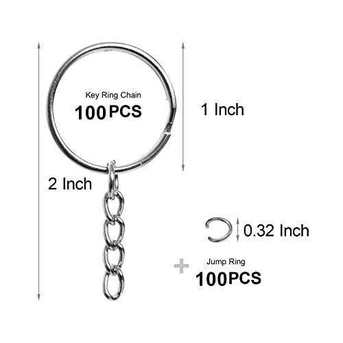 50PCS Bulk Keychains Set, Split Keychains Rings with Chain 1 inch, Key ...