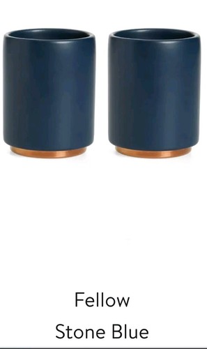 SET/2 Fellow Monty Double Wall Latte Mug Matte Stone Blue/Copper 11oz ...