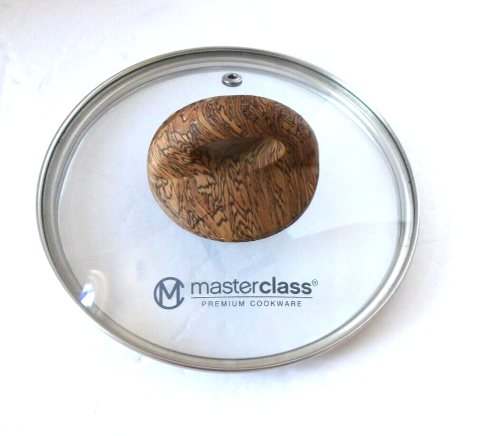Masterclass Premium Cookware Glass LID 6" Vented Faux Wood Handle Lid ...