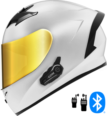 GDM Venom Motorcycle Helmet with Intercom Bluetooth Headset WHITE | eBay