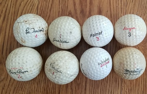 8 VINTAGE GOLF BALLS Hogan Palmer Nicklaus Player Trevino Hagen ...