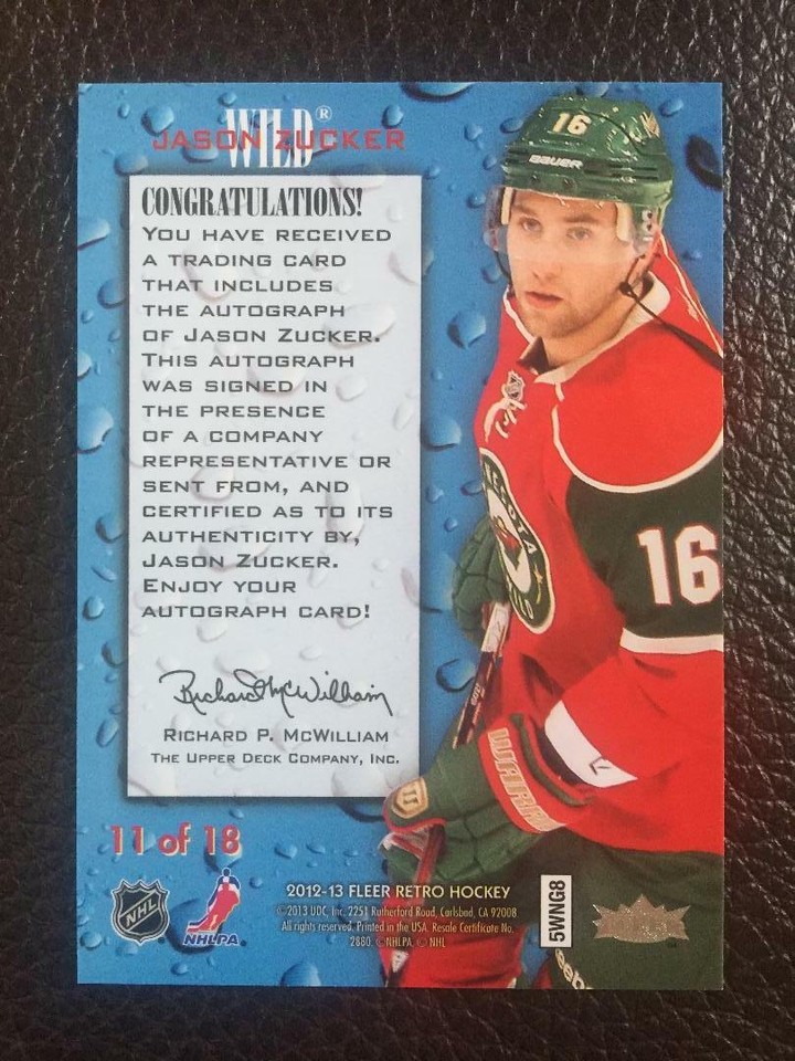 2012-13 FLEER ROOKIE SENSATION AUTO JASON ZUCKER AUTOGRAPH PENGUINS | eBay