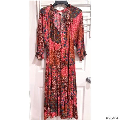Easel Multicolor Patchwork Floral Midi Dress Boho Chic Feminine Free ...