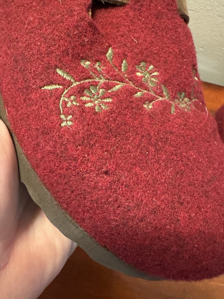 L L Bean Wool Leather Cork Slipper Clogs Women’s EU 38 US 8 Burgundy ...