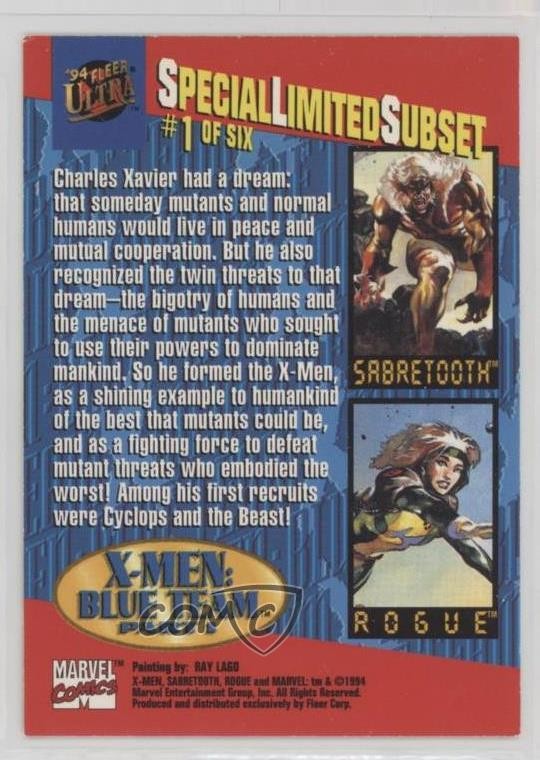 1994 Fleer Ultra Marvel X-Men Team Triptych Blue ( ) Sabretooth Rogue ...