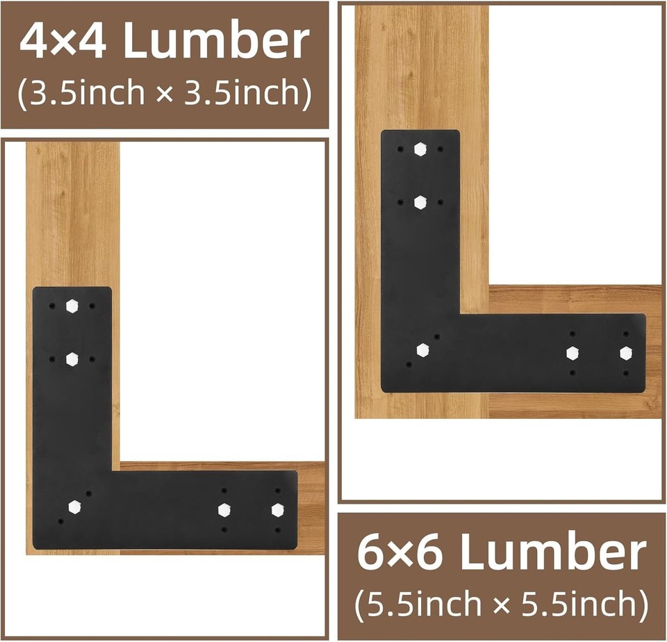 4Pcs L Shape Flat Bracket,10X10Heavy Duty Mending Plate,Corner Bracket ...