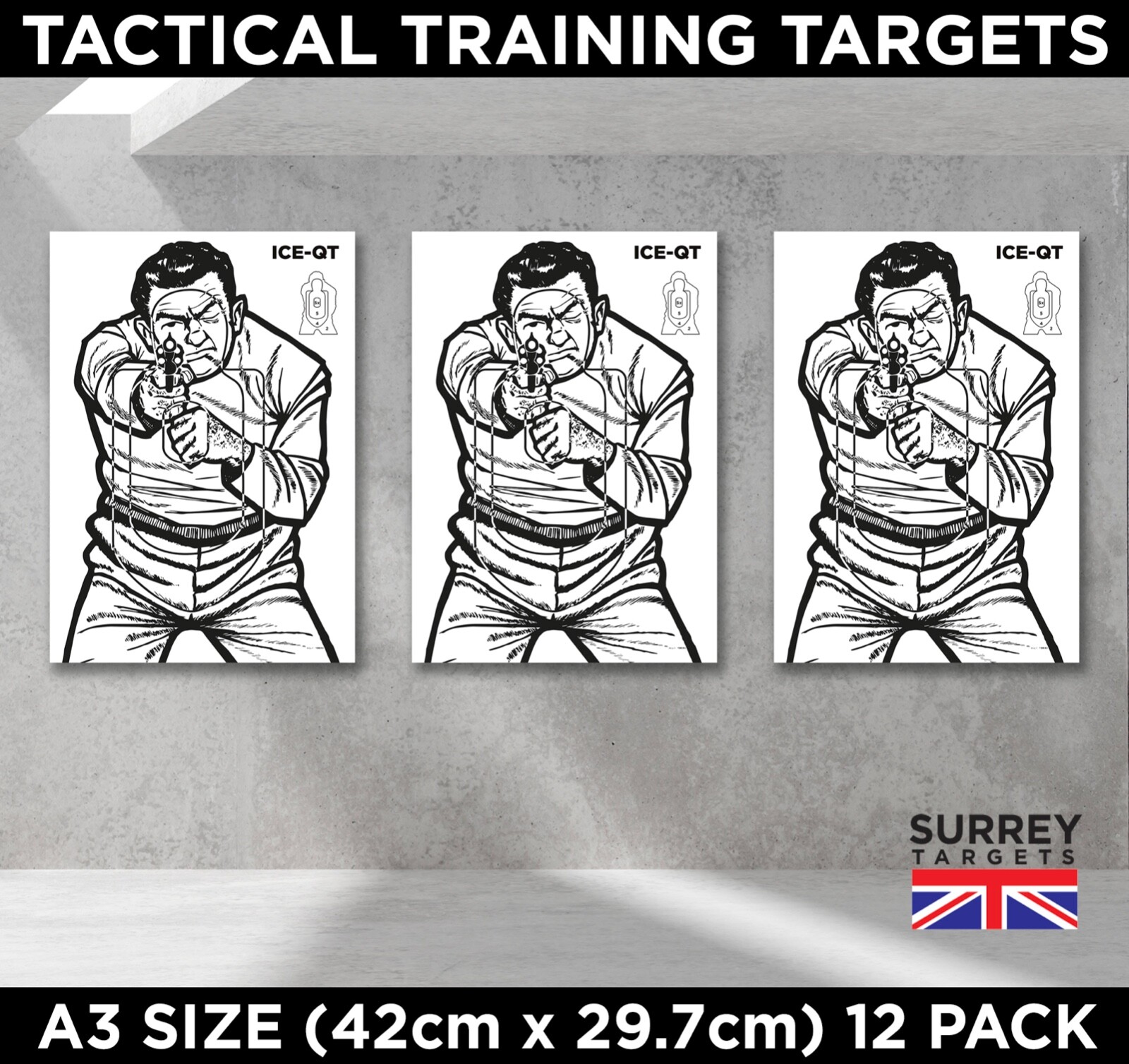 ICE-QT GUNMAN A3 SIZE Air Rifle Pistol Gun BB Airsoft Crossbow Targets ...