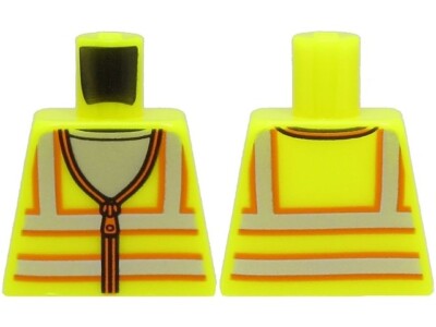 LEGO 973pb4658 Torso Safety Vest with Zipper and Silver and Orange ...